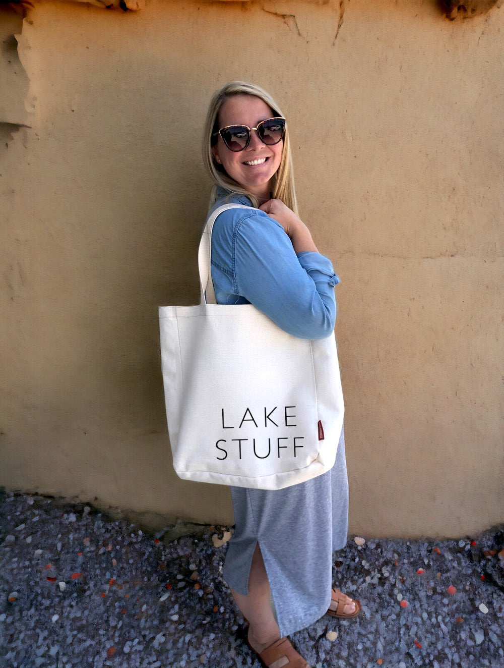 Lake Stuff Tote Bag | Large Canvas Lake Tote Bag | Lake Bag – 521handmade